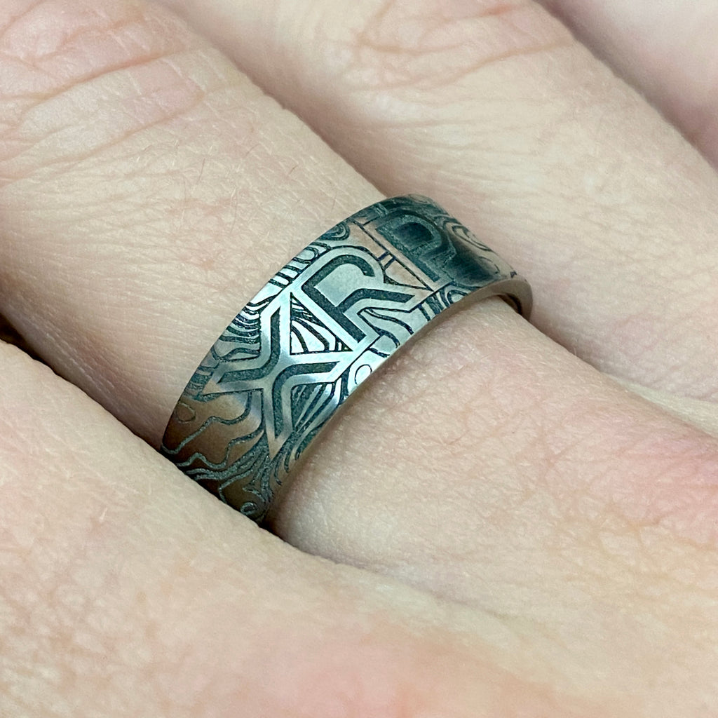 XRP | Engraved Titanium Ring – The Ti Project